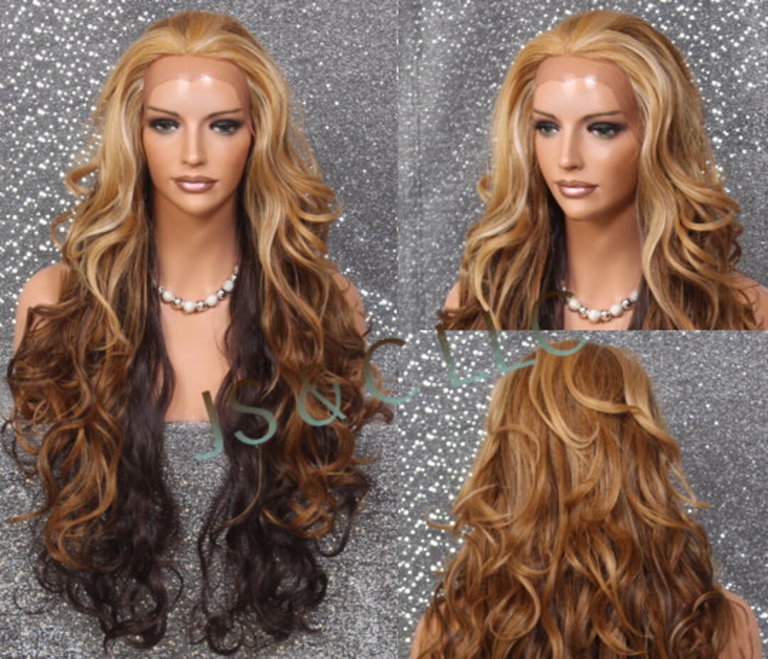 Human Hair Blend Wig Heat Safe Lace Front Wig Free Part Curly - Etsy