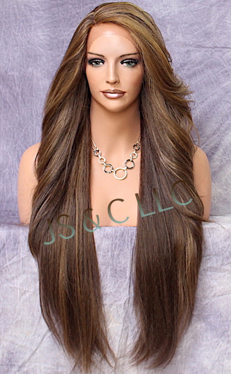 40 Extra Long Human Hair Blend Full Lace Front Wig Etsy