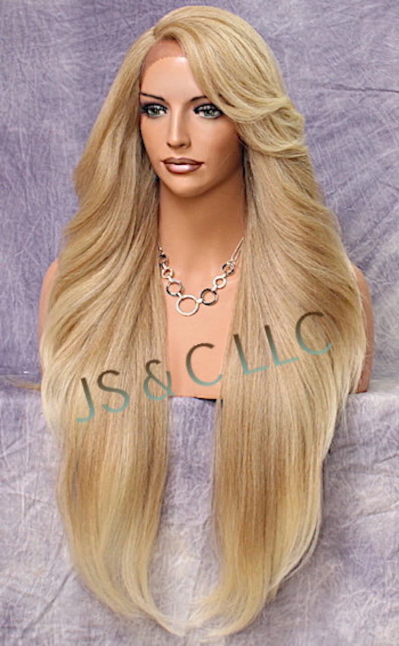 40 Extra Long Human Hair Blend Full Lace Front Wig - Etsy