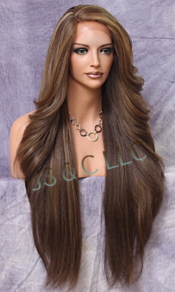 40 Extra Long Human Hair Blend Full Lace Front Wig - Etsy