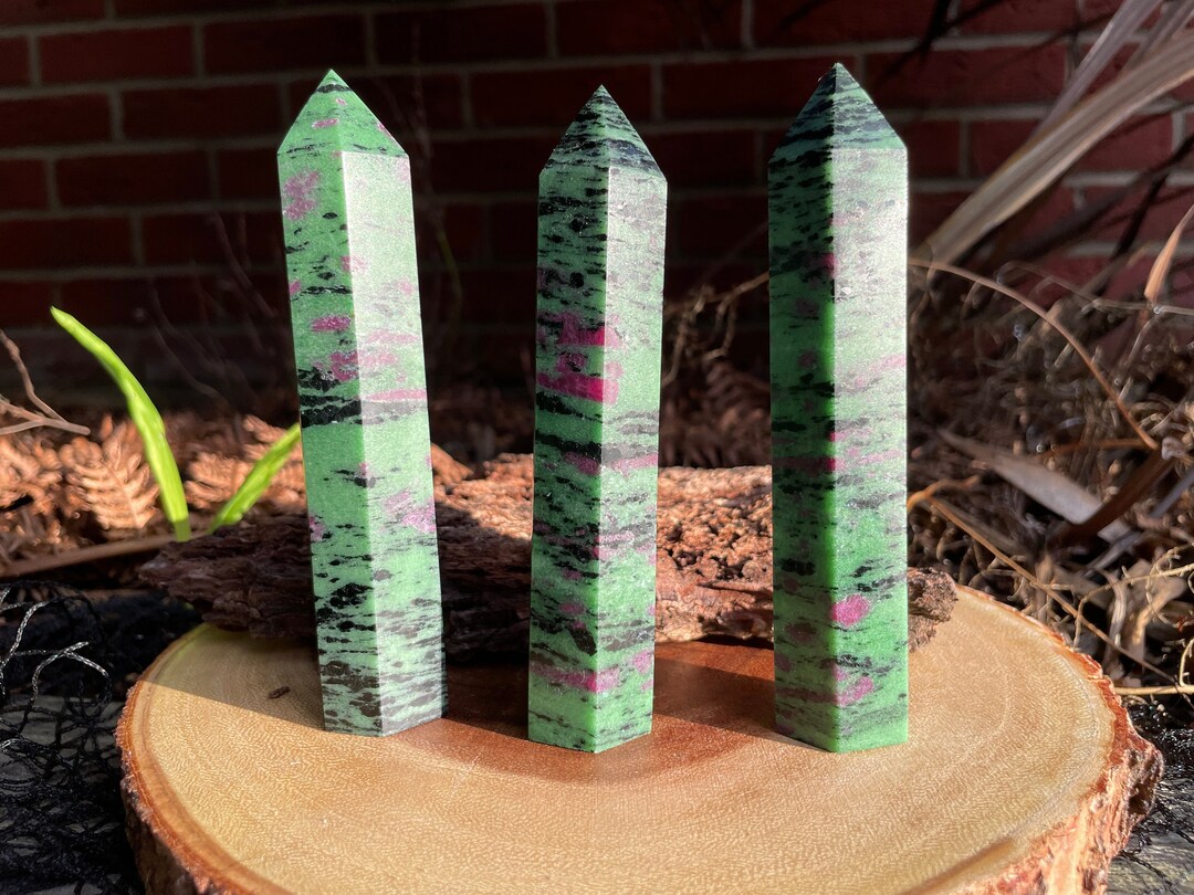 Xl-size Ruby Zoisite Tower | Meditation Point | Obelisk | Crystal Wand ...