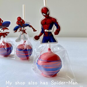 Spider-man Chocolate Pretzel Rods - Dozen (12) - Red With Blue Drizzles ...