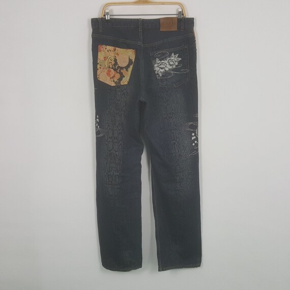 Vintage Karakuri Tamashn Embroidery Japanese Denim Je… - Gem