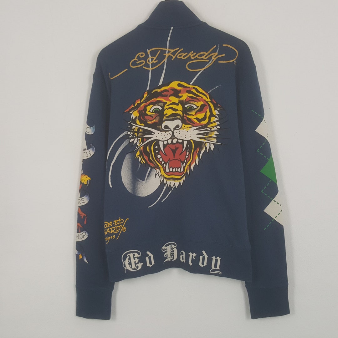 Vintage Ed Hardy Fullprint Zipper Jacket - Etsy