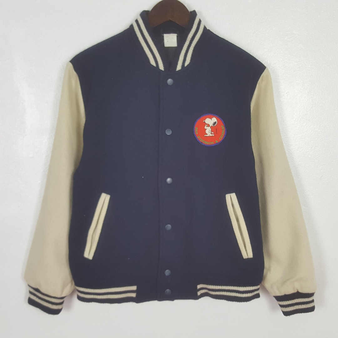 Vintage Snoopy Raw Strength & Courage Wool Varsity Jacket - Etsy