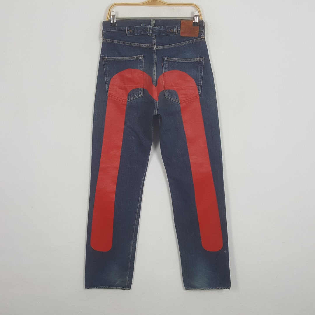 Vintage Evis Selvedge Custom Art Red Daicock Denim Jeans - Etsy