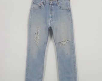 Vintage LEVI'S 501 Kurt Cobain Distressed Style Jeans - Etsy