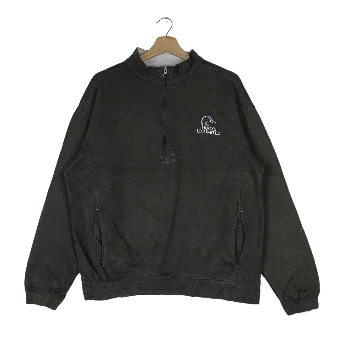 Vintage Ducks Unlimited Small Logo Elbow Patched Pullover Jumper Sherpa ...