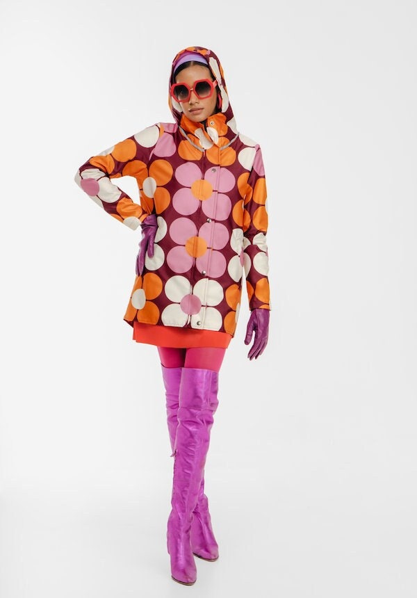 Raincoat, Flower Power Orange, Waterproof Jacket, Unisex, Bicycle ...