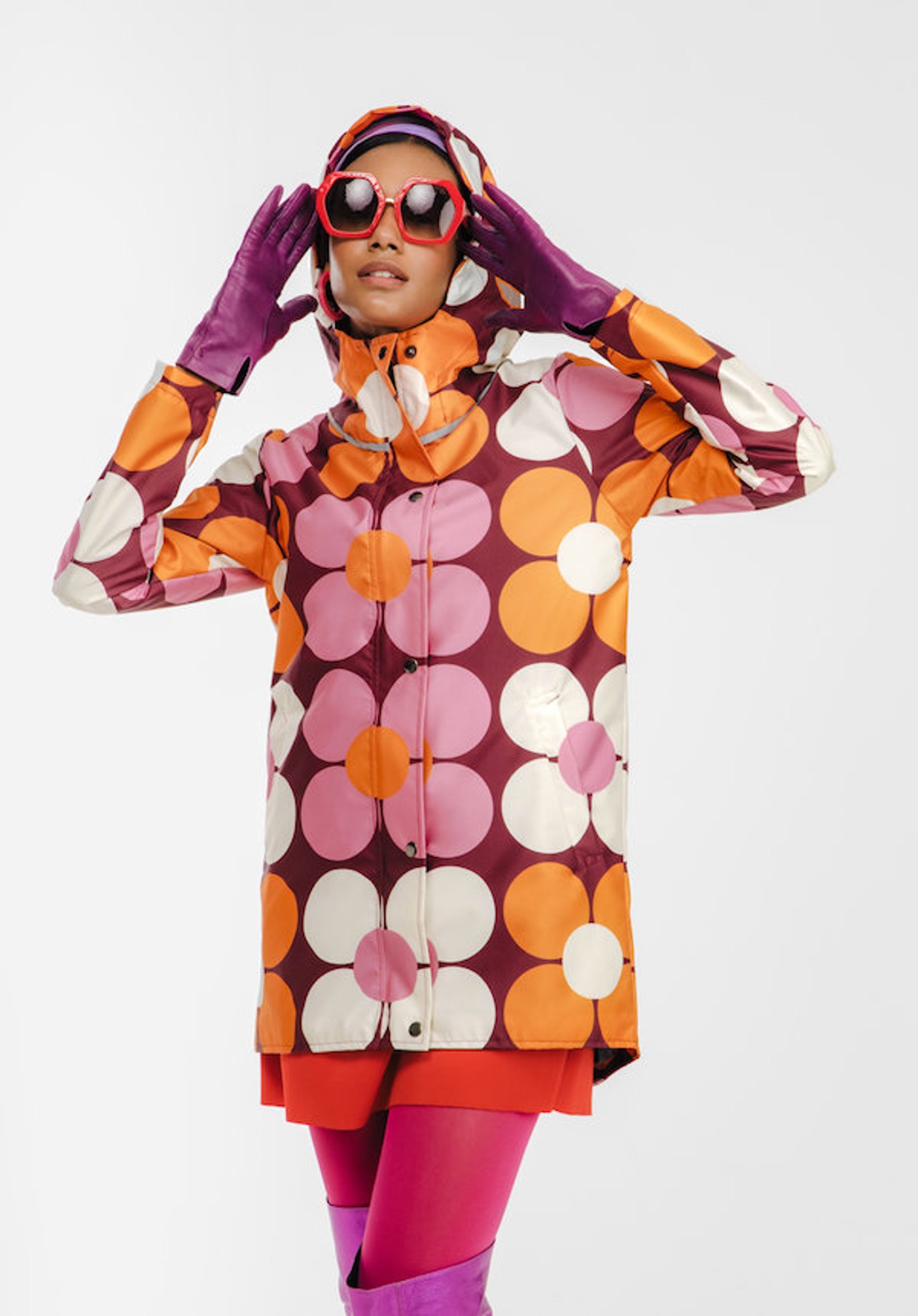 Raincoat, Flower Power Orange, Waterproof Jacket, Unisex, Bicycle ...