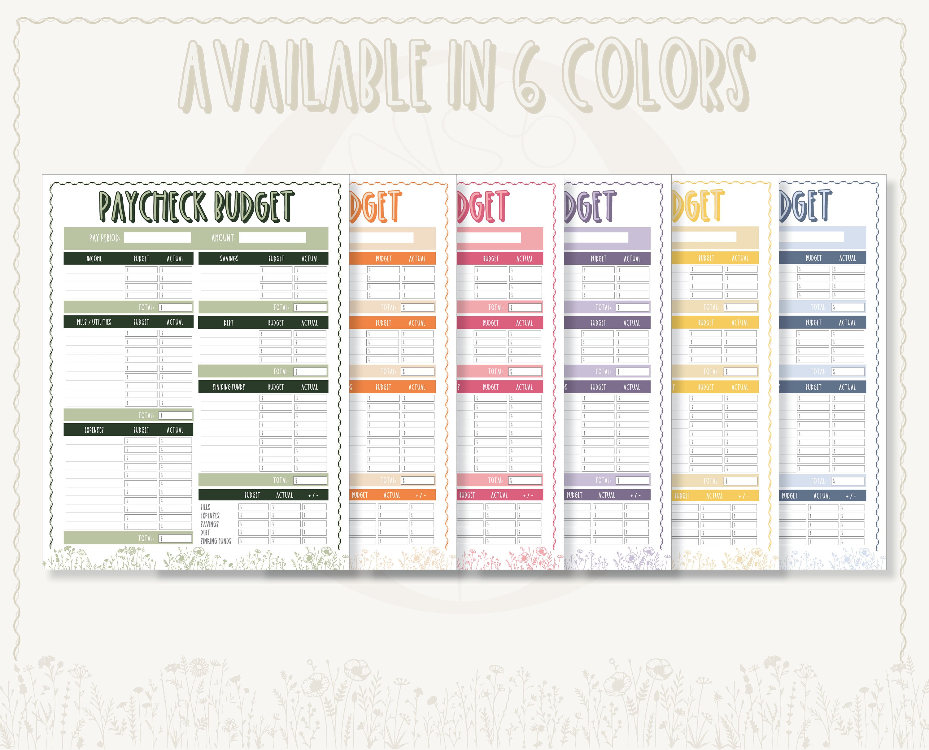 Printable Monthly Budget Pack | Minimal-floral Printable | PDF, A4, A5 ...