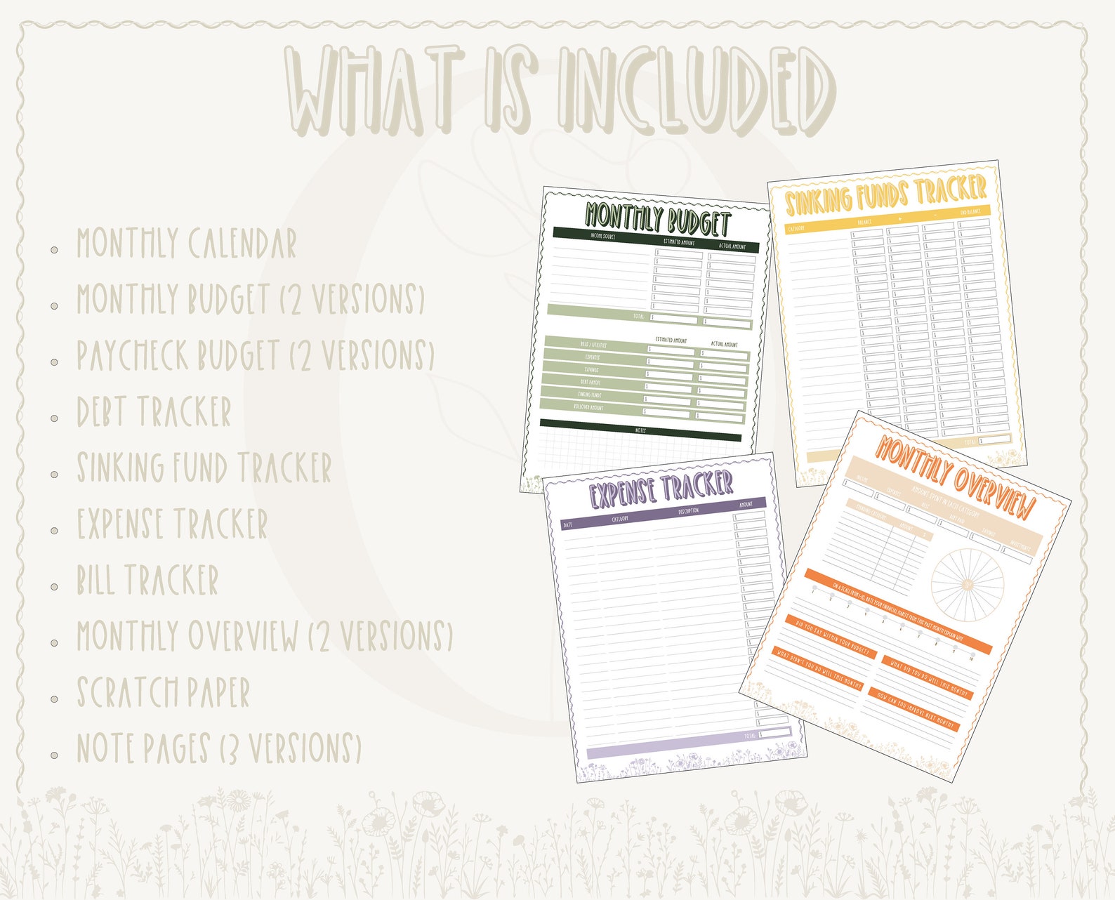 Printable Monthly Budget Pack | Minimal-floral Printable | PDF, A4, A5 ...