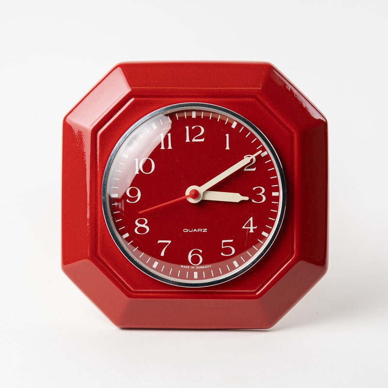Red Wall Clock - Etsy