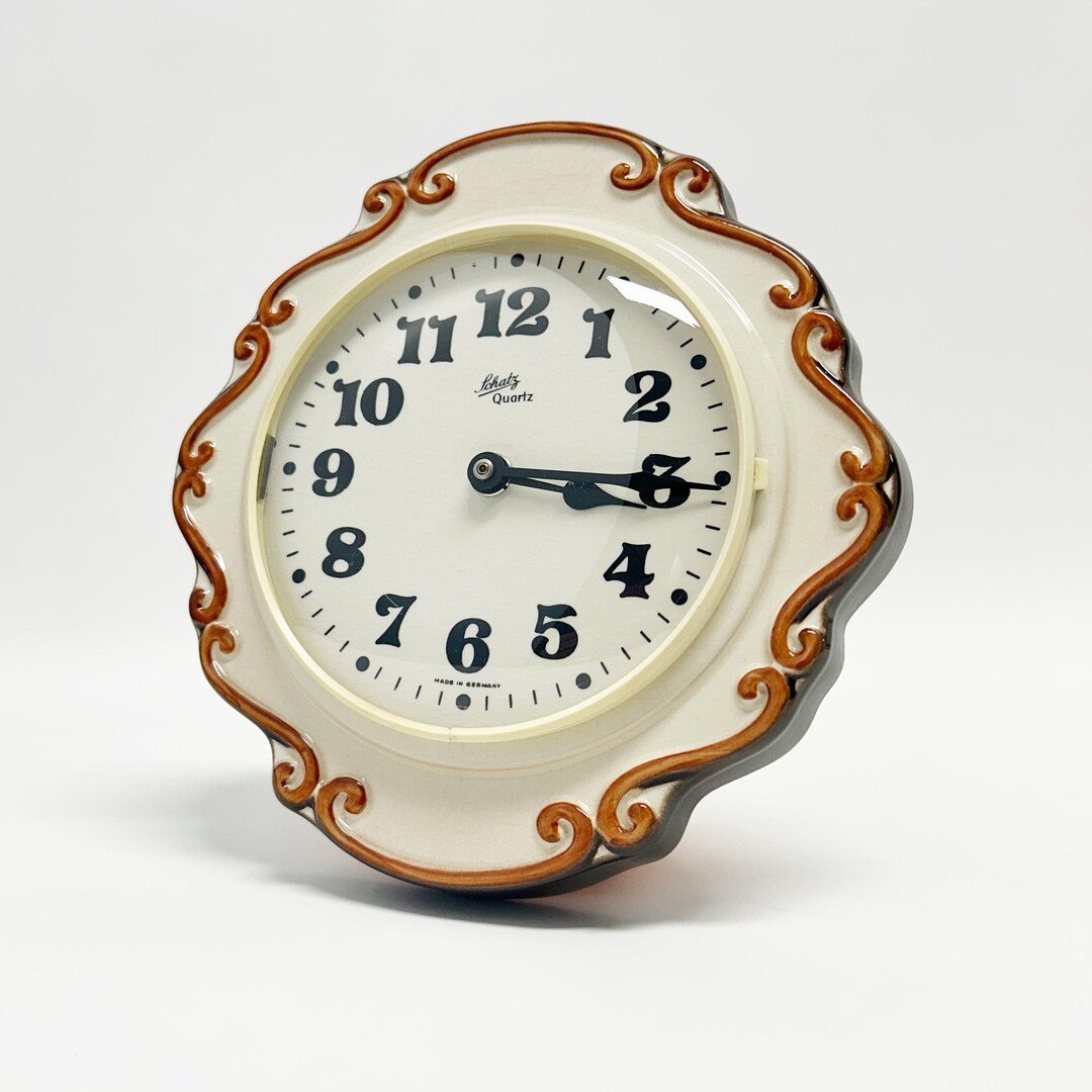 Vintage Schatz Wall Clock, Porcelain, Made in Germany, 1970s, Mid ...