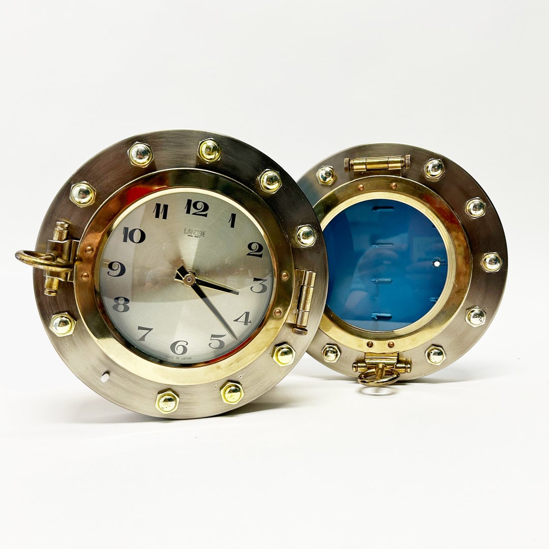Vintage Landex, Royal Craft Ships Clock, Brass, Glass, Steel, Made in ...