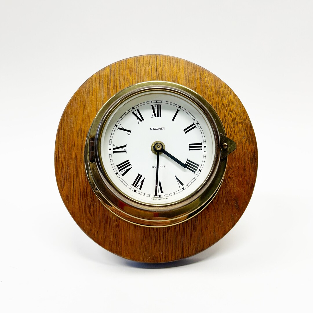 Vintage Staiger, Ships Clock, Quartz Movement, Brass, Made in West ...