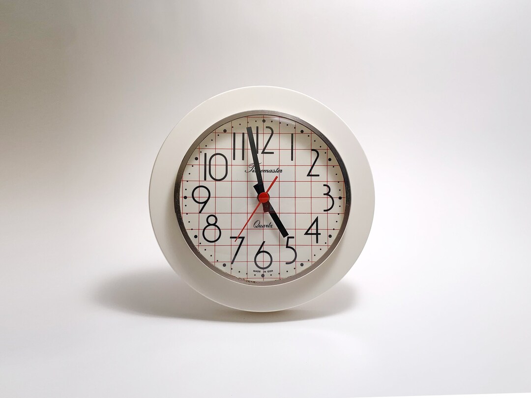 Vintage Modernist Timemaster White Wall Clock, Germany, DDR, GDR, 1970 ...
