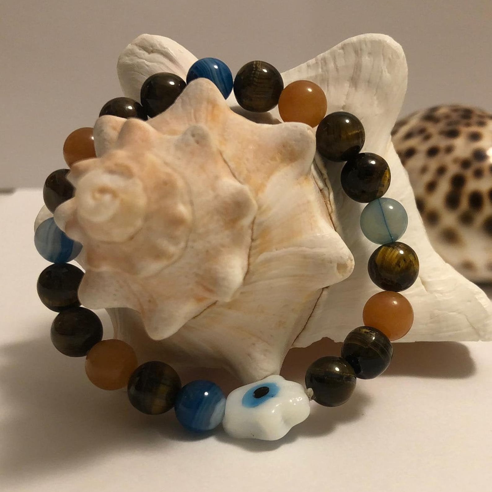 Gemstone Bracelet Evil Eye - Etsy