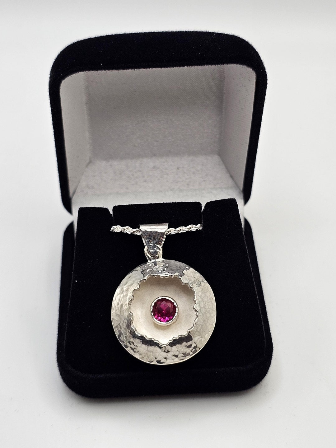 6mm Ruby Hammer Texture Sterling Hollow Form Pendant - Etsy
