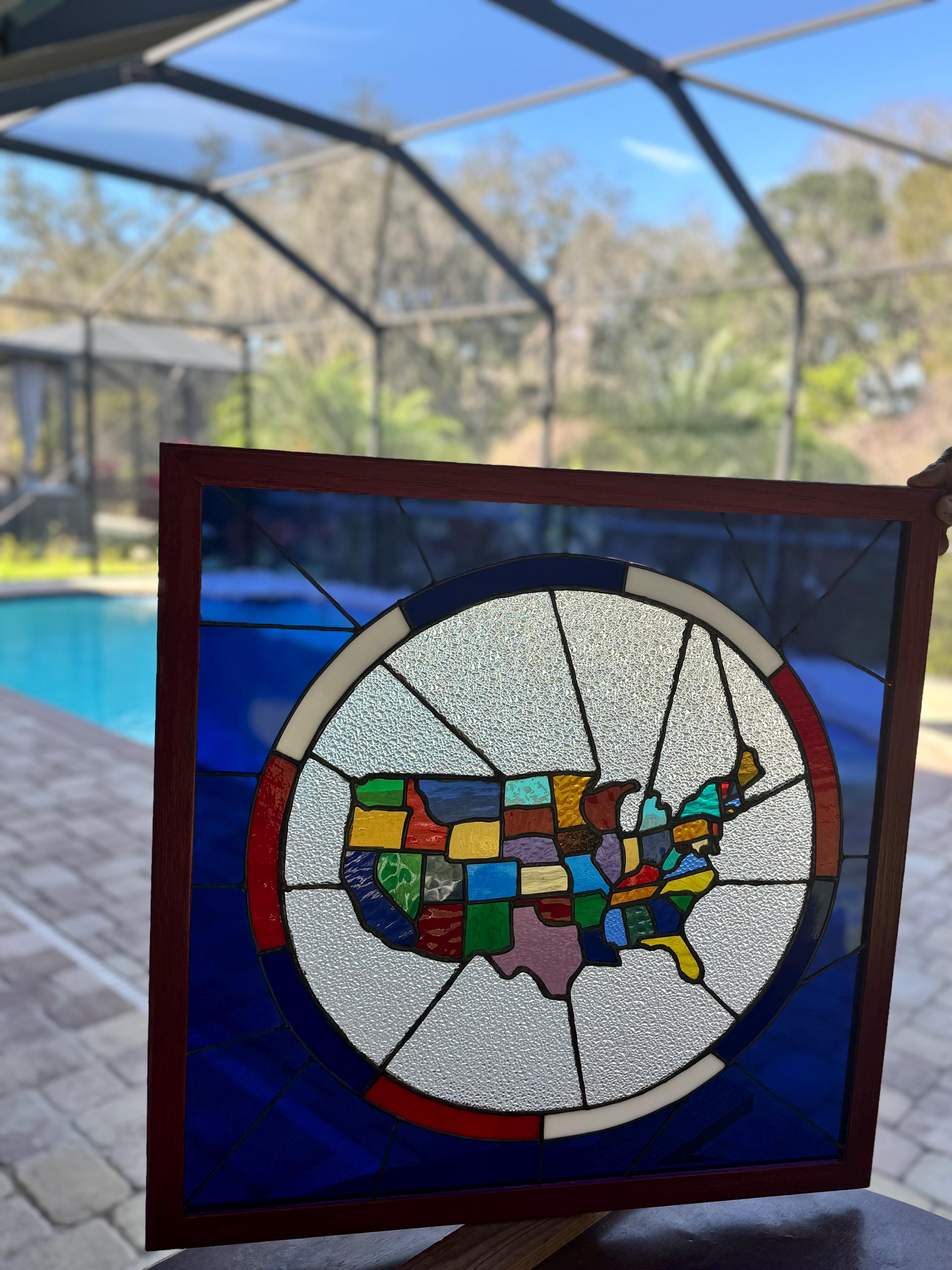 Handcrafted Stained Glass Map of the United States – Unique Patriotic ...