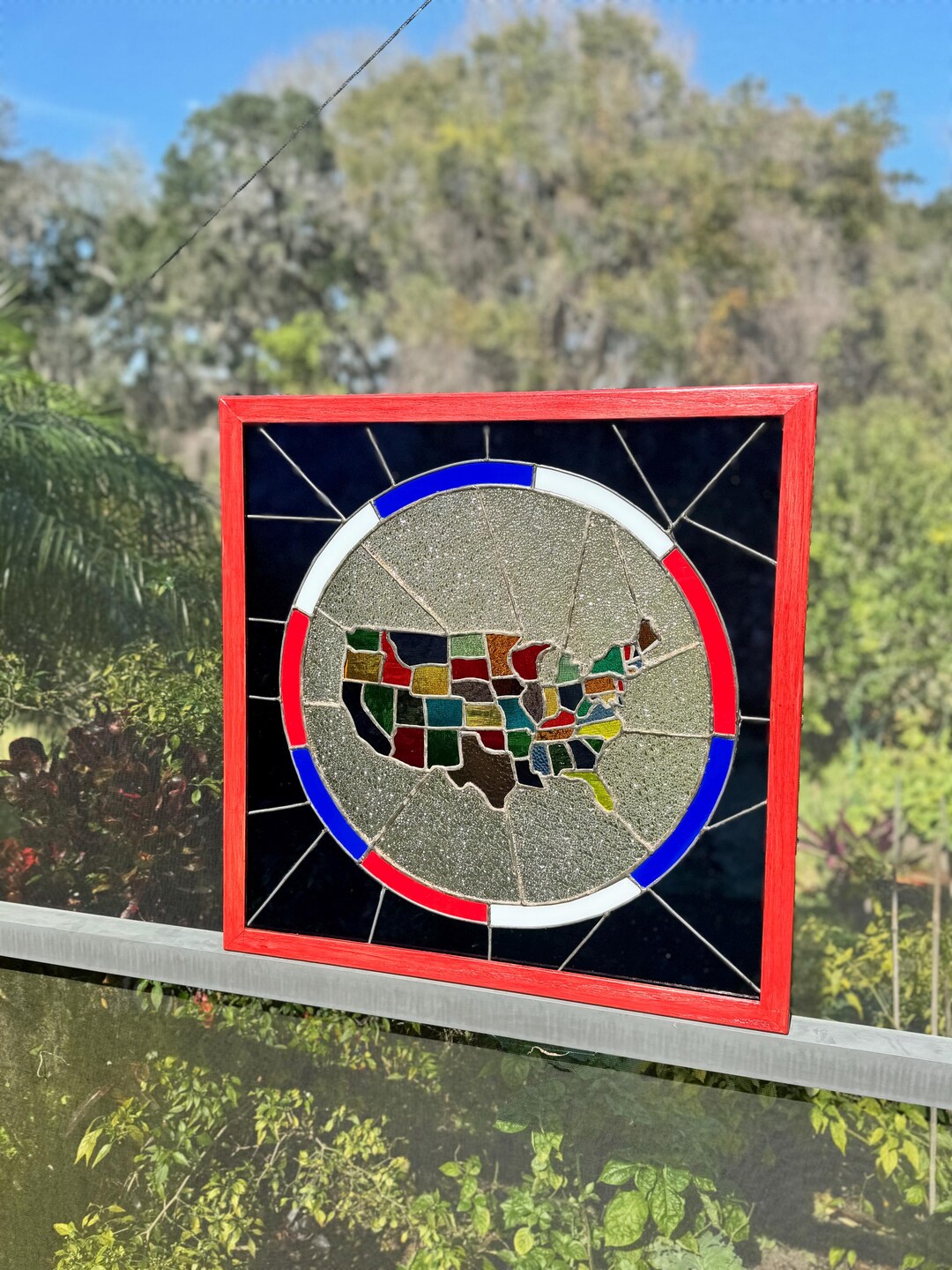 Handcrafted Stained Glass Map of the United States – Unique Patriotic ...