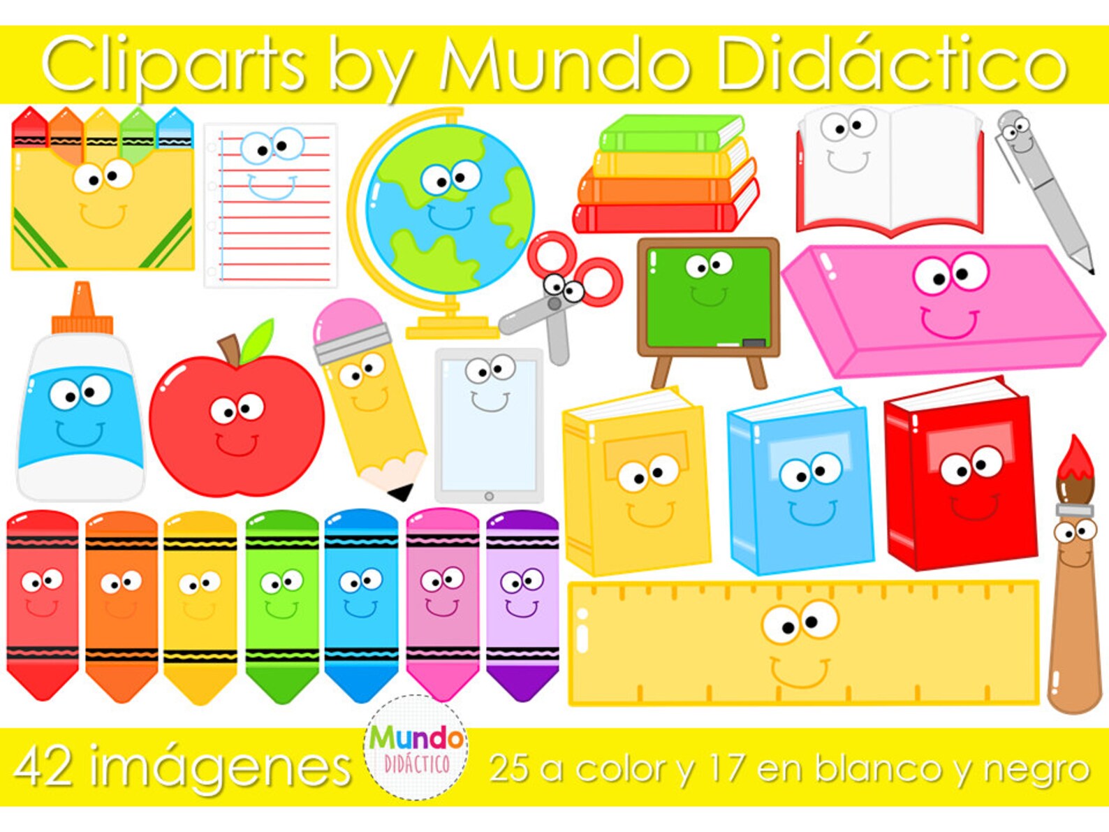 Cliparts didactic world. Digital illustrations | Etsy