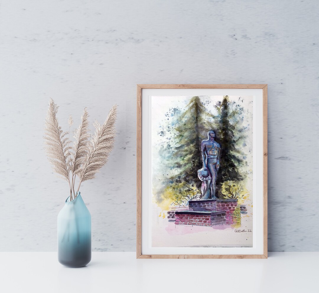 Watercolor Print, Michigan State Art, Spartan Statue Painting, MSU Wall ...