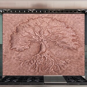 Tree of Wisdom Copper Mural for Kitchen Backsplash, Indoor & Outdoor ...