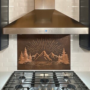 Rising Sun Behind the Mountains Nature Scene Copper Wall Art, Copper ...