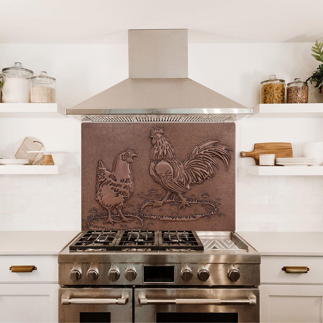 Farmhouse Chicken Copper Backsplash – Natural Copper – Hand-hammered ...