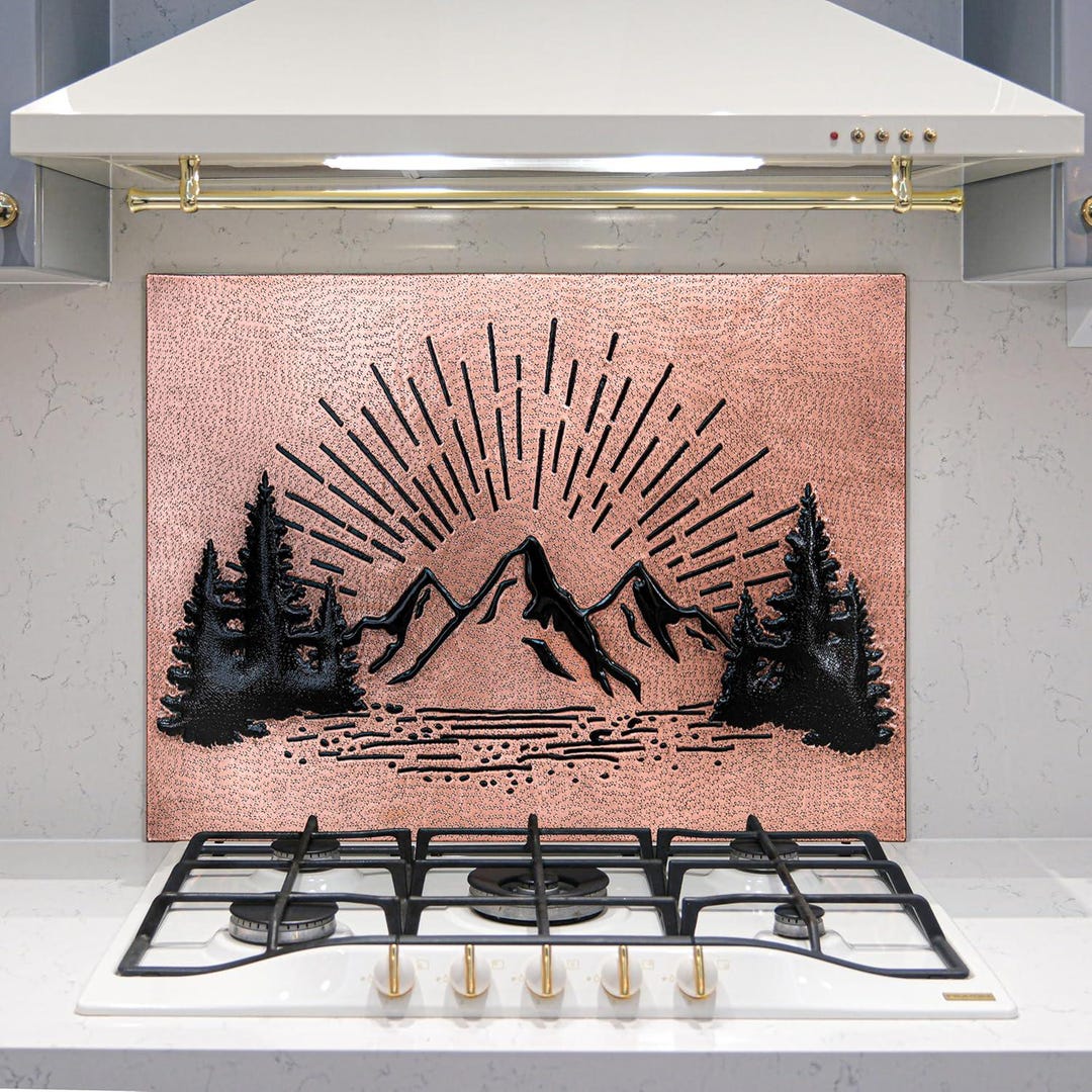 Rising Sun Copper Backsplash – Copper & Black – Metal Wall Art ...