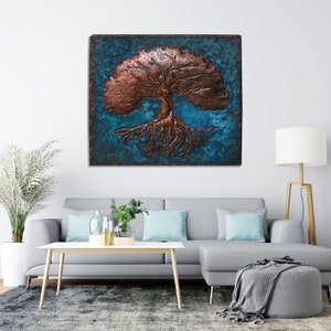 Tree of Wisdom Copper Mural for Kitchen Backsplash, Indoor & Outdoor ...