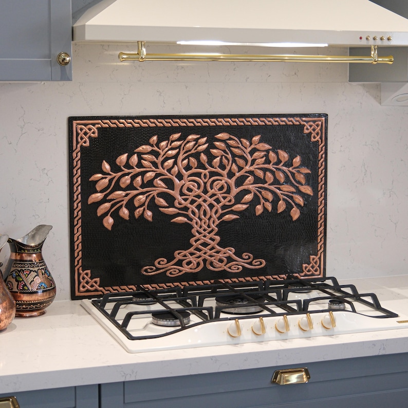 Hand-hammered Copper Tree of Life Backsplash - Celtic Knot Metal Wall ...