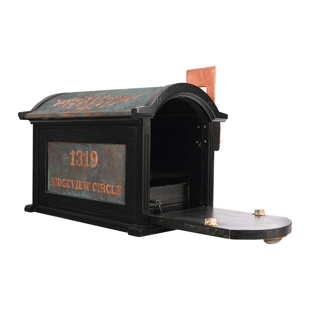 Mailbox in Green Patina and Optional Post, Metal Letterbox, Custom ...