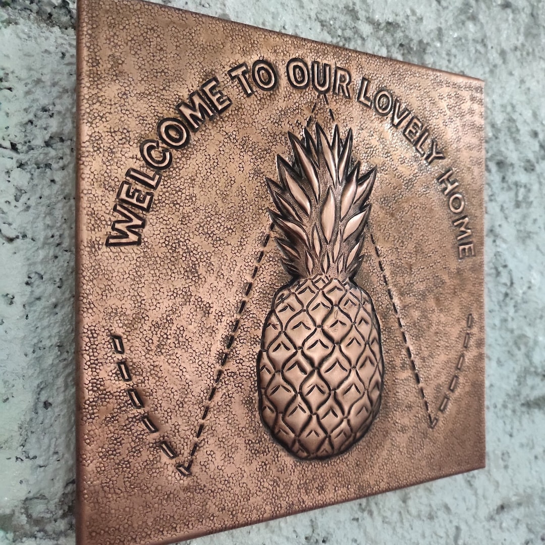 Welcome Pineapple Sign Copper Wall Decor Pineapple Decor - Etsy