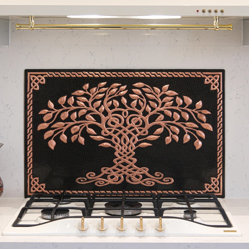 Hand-hammered Copper Tree of Life Backsplash - Celtic Knot Metal Wall ...