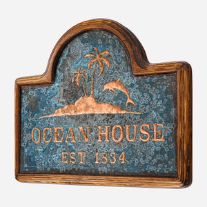 Copper House Sign, Ocean House Sign, House Decor for Wall, Custom Beach ...