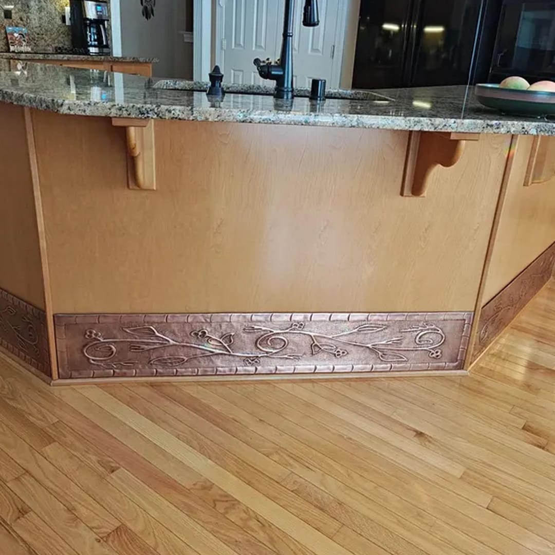 Handmade Embossed Copper Kick Plate: Kitchen Island & Peninsula Panel ...
