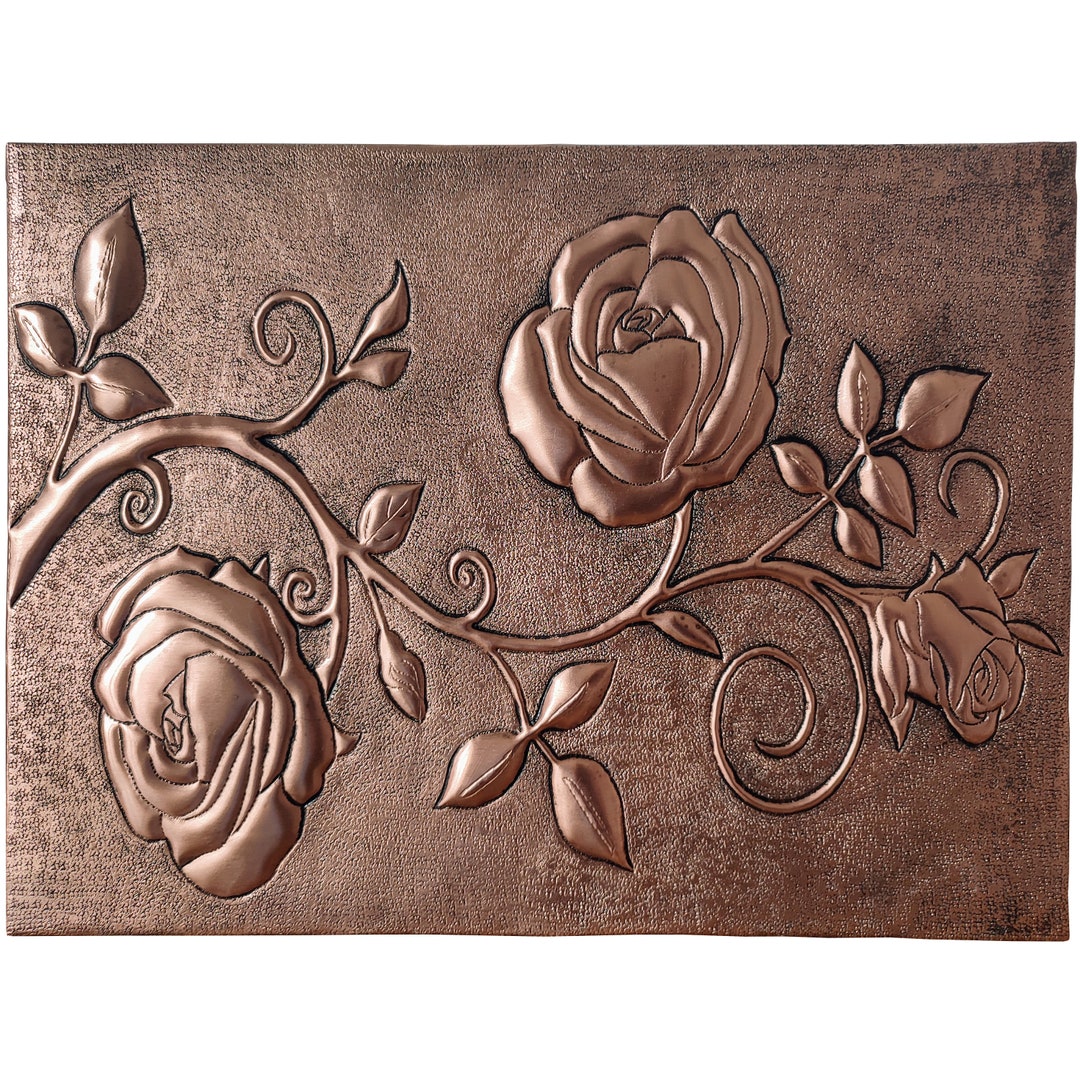 Copper Kitchen Backsplash Tile, Rose Wall Decor, Fireplace Decor ...