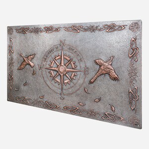 Copper Backsplash Panel (compass With GPS Coordinates, Pheasant Birds ...