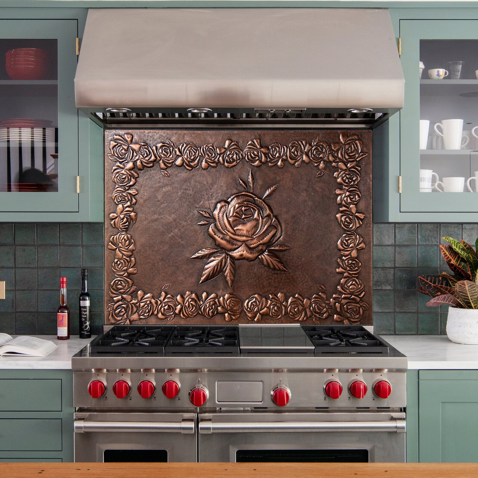 Rose-framed Copper Kitchen Backsplash Tile Flower Art Rose - Etsy