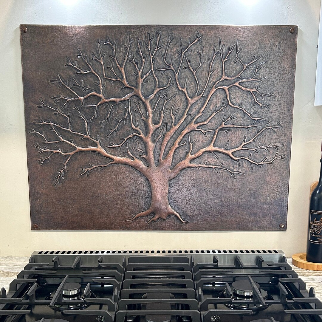 Tree of Life Kitchen Backsplash Tile, Copper Tree Relief Wall Art ...
