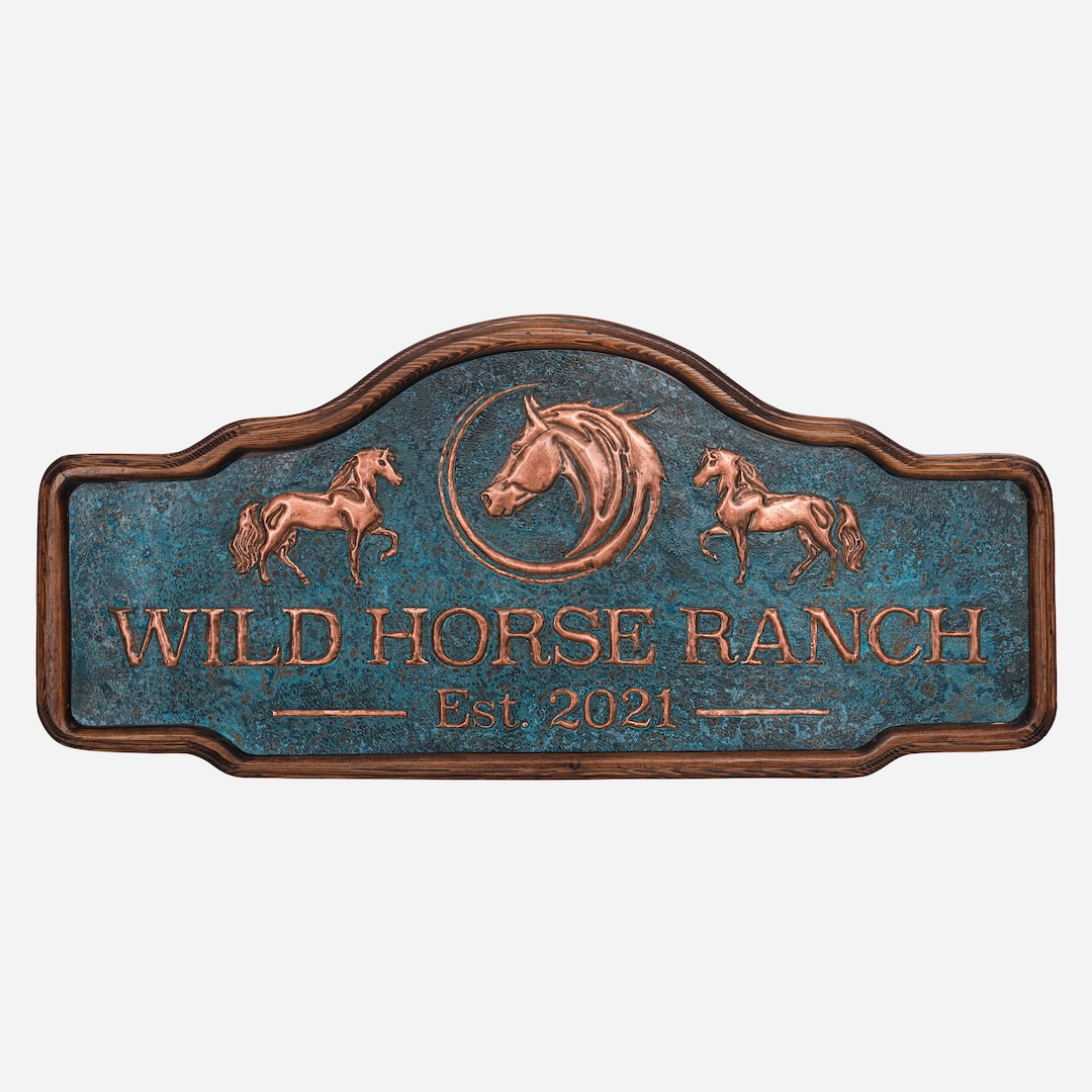 Ranch Sign, Custom Horse Ranch Sign, Wood and Copper Sign, Outdoor ...