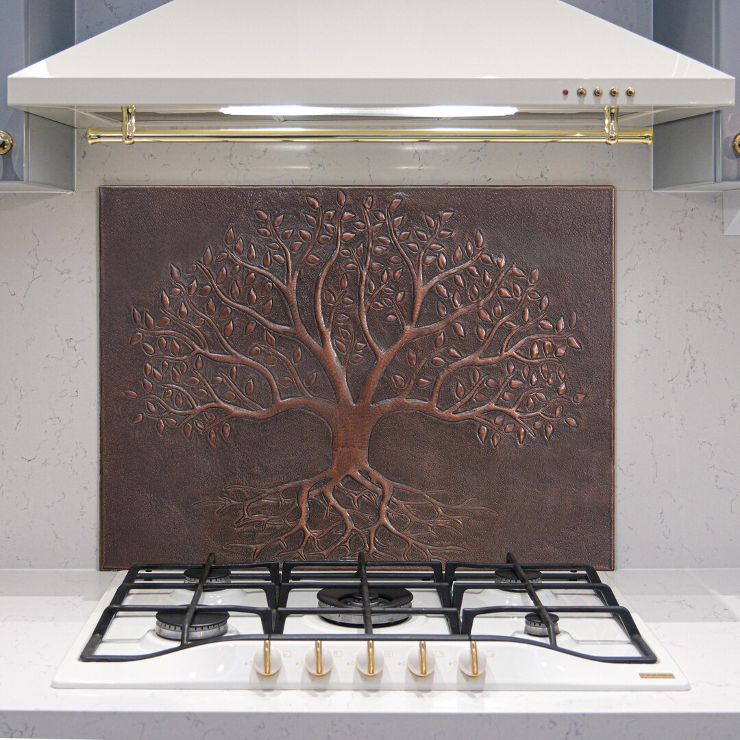 Tree With Roots Copper Backsplash – Brown Patina – Handmade Metal Wall ...