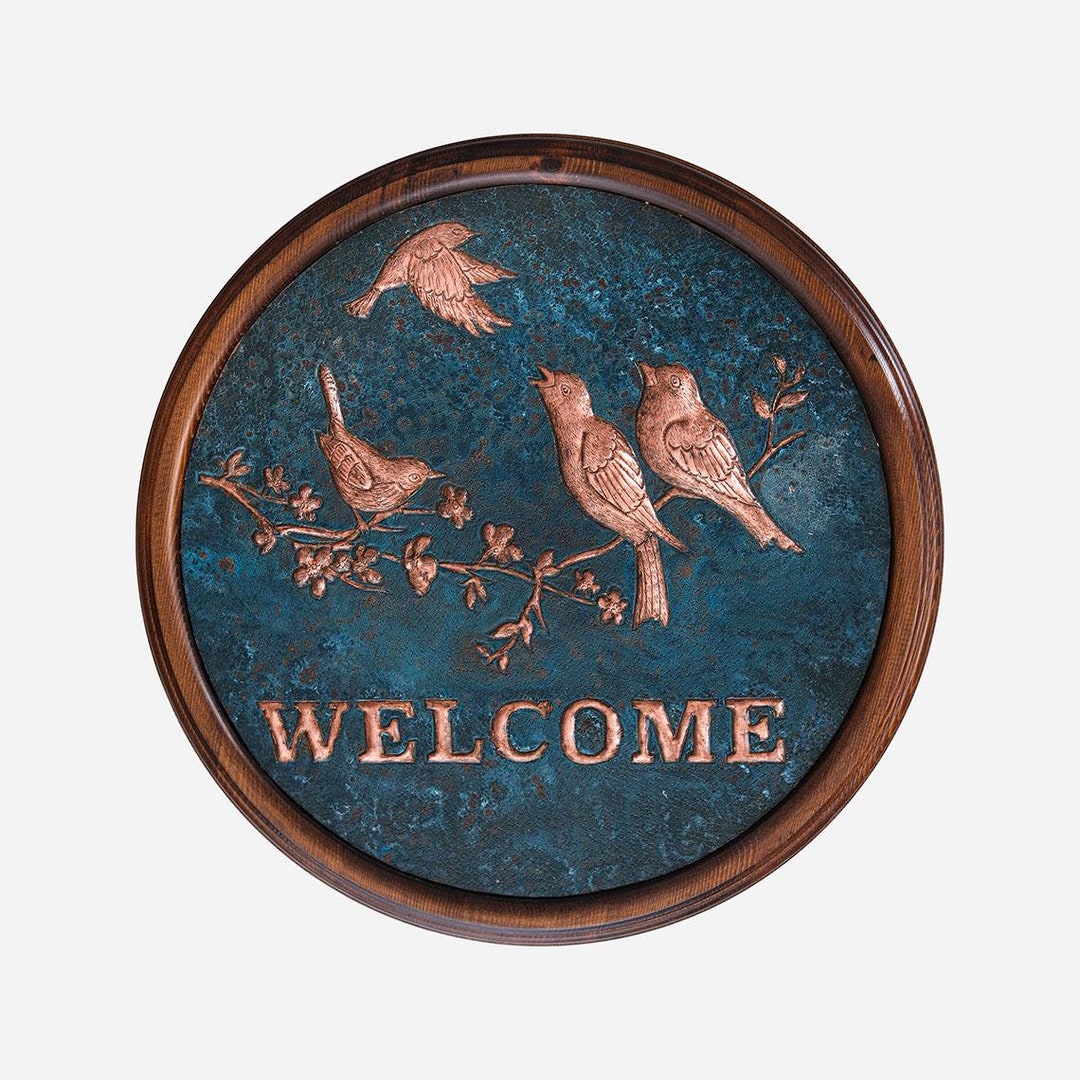 Copper Welcome Sign - 17.7" - Blue Patina - Etsy