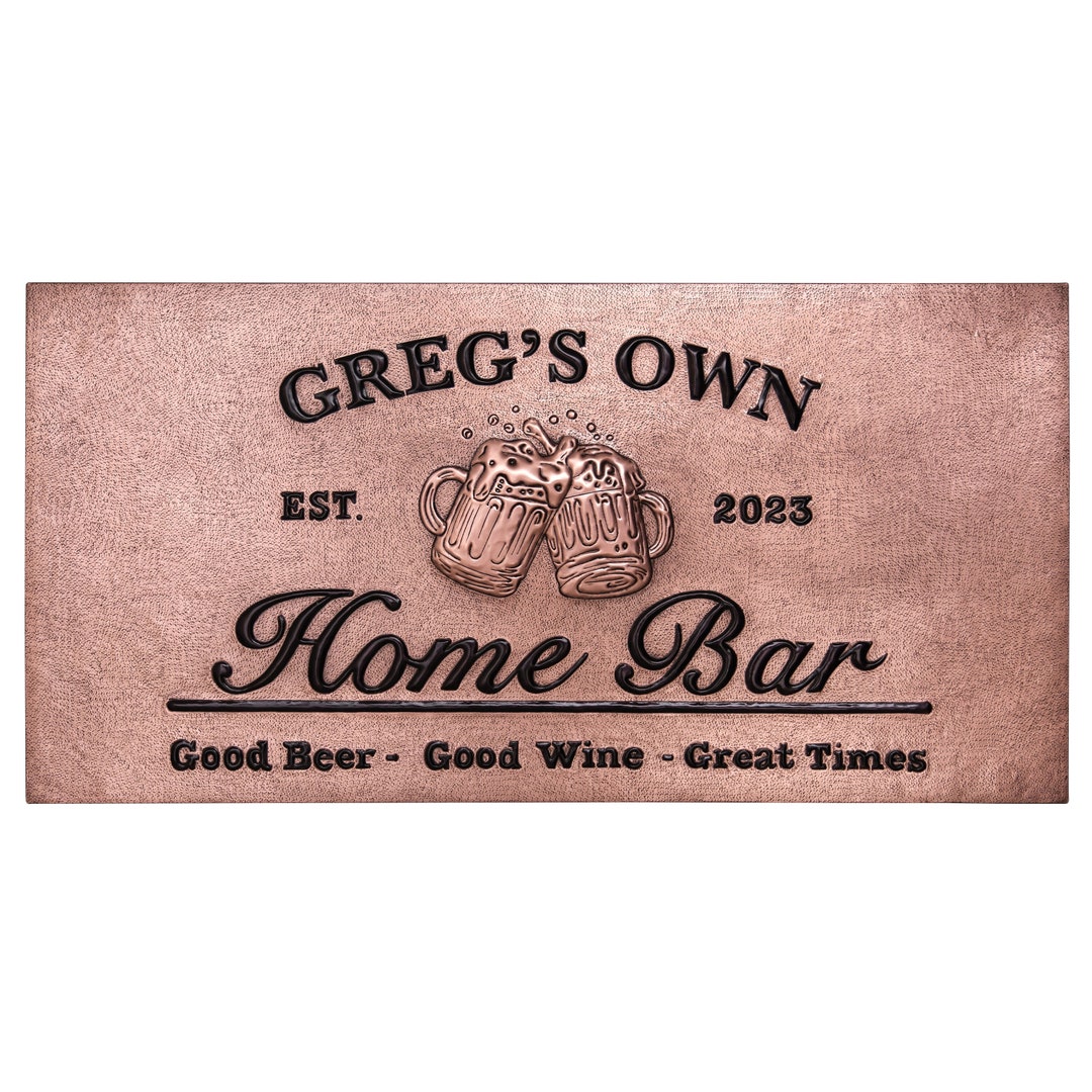 Bar Sign Home Bar Decor Brasserie Copper Sign Bar Signage - Etsy