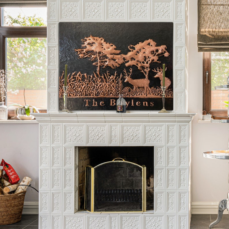 Handmade Deer and Woods With Corn Fields Copper Tile for - Etsy