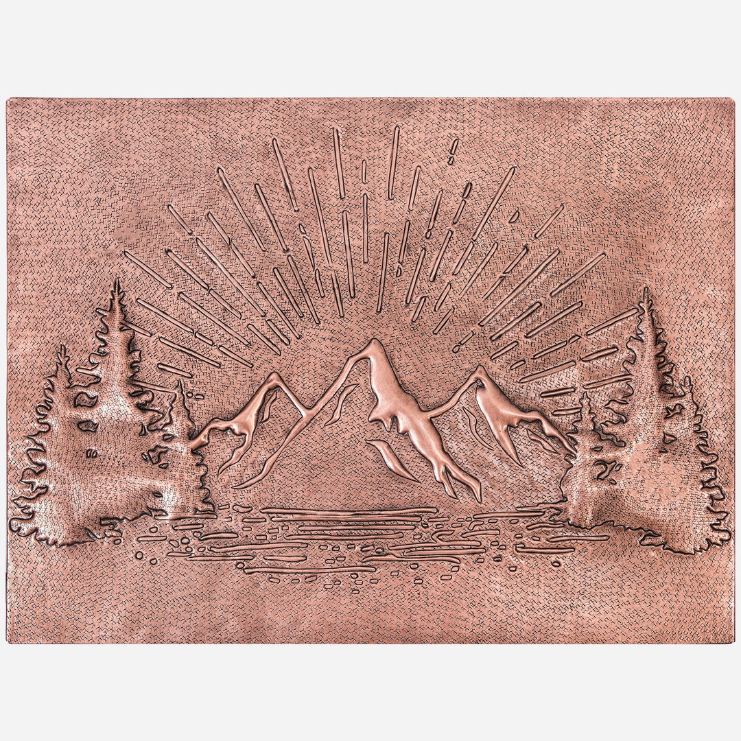 Rustic Backsplash 30x40 Copper Rising Sun Behind Mountains - Etsy