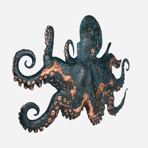 Copper Marine Octopus Sculpture - Nautical Decor - Etsy