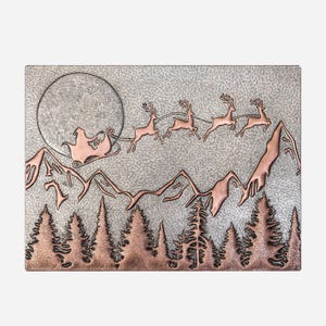 Flying Santa Claus and Sleigh Reindeer Over the Moon in the Night ...
